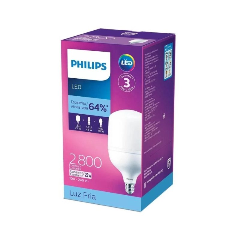 Kit 6 Lâmpadas LED E27 Bulbo Philips Luz Fria - 24W - Fria